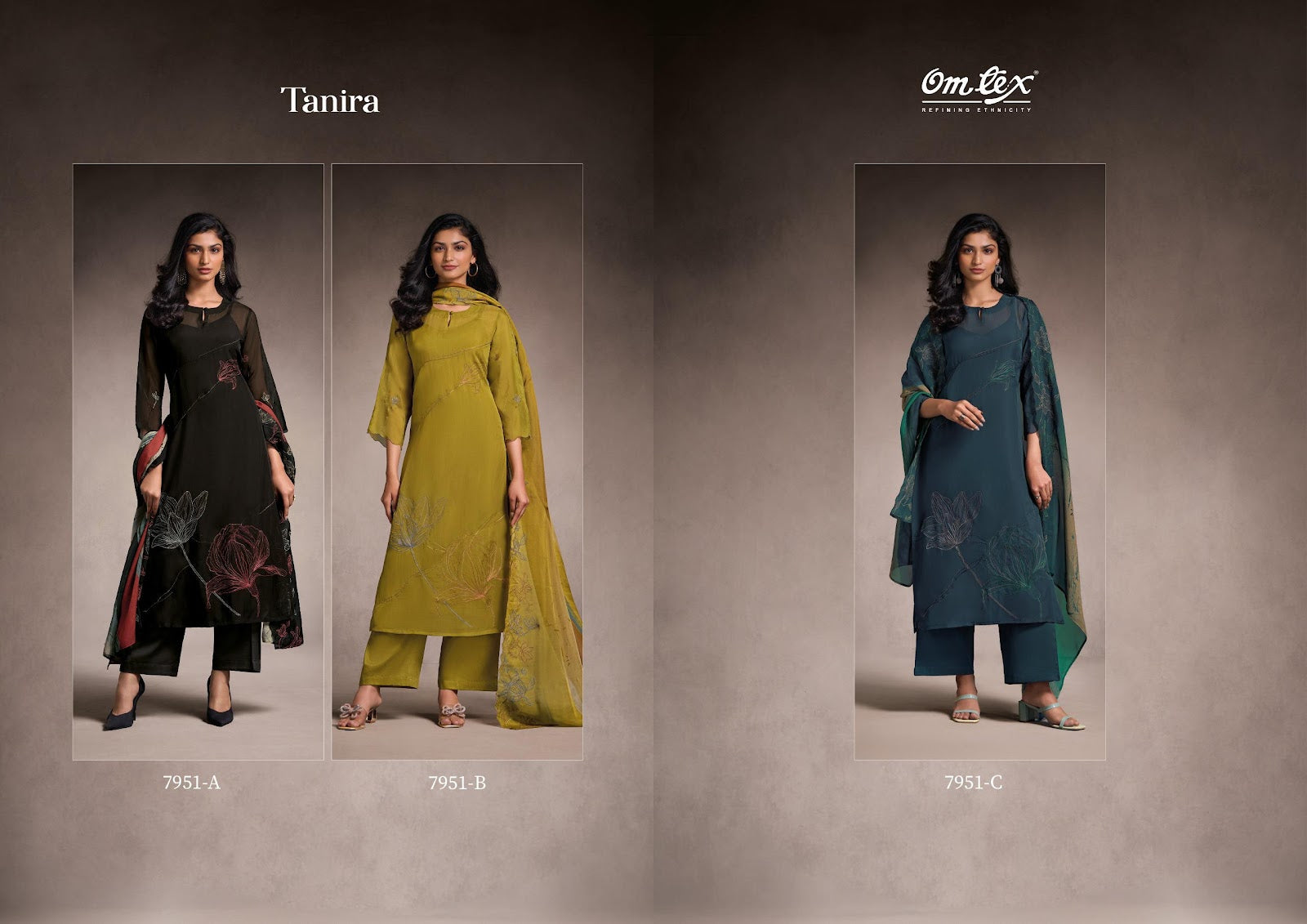 Tanira Omtex Organza Plazzo Style Suits Wholesaler Gujarat – Kavya ...