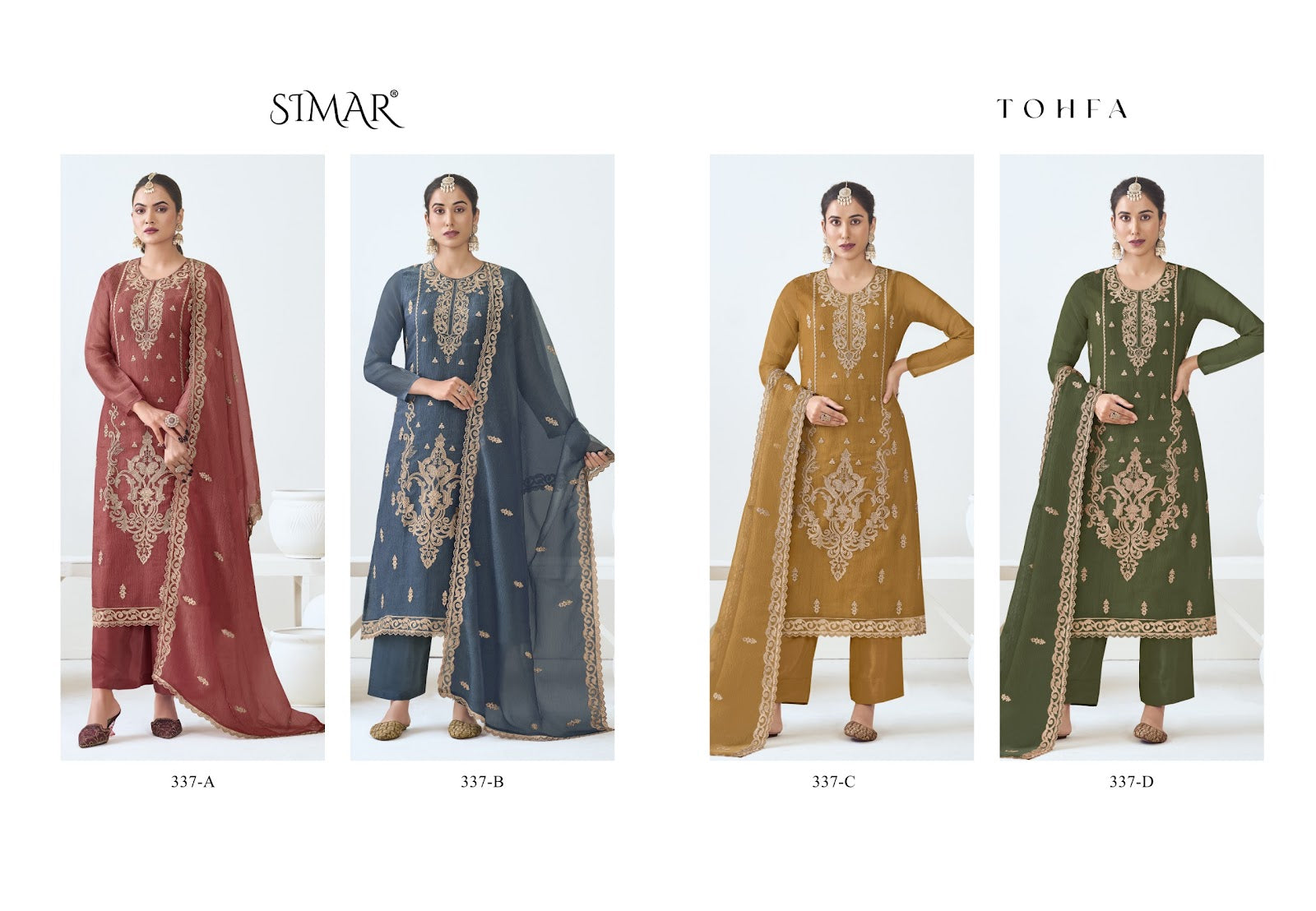 Tohfa Simar Organza Jacquard Pant Style Suits Supplier – Kavya Style Plus