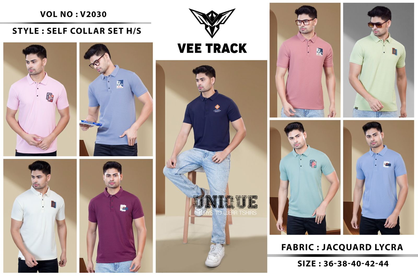 V2030 Vee Track Jacquard Mens Tshirts Wholesaler – Kavya Style Plus