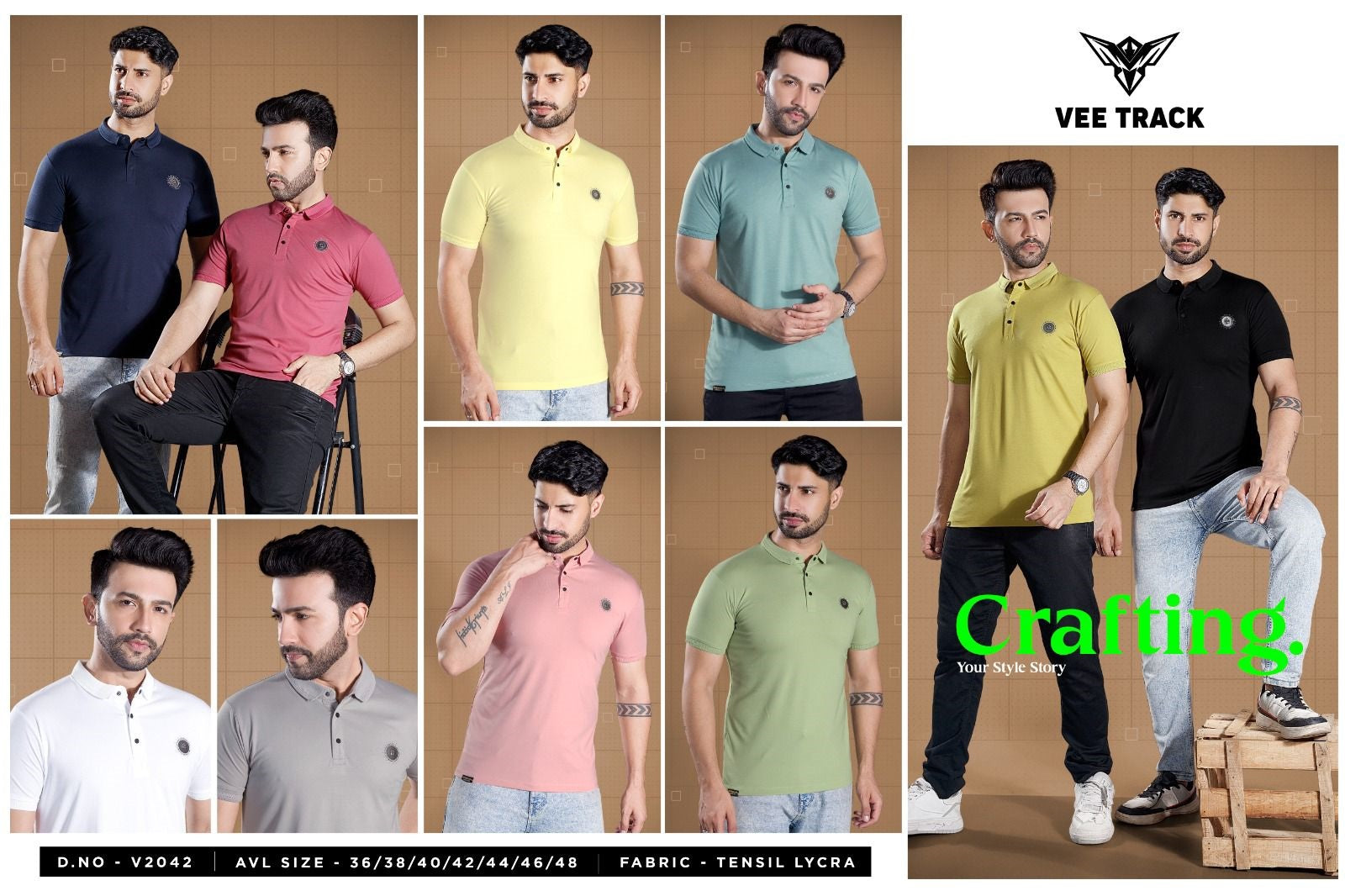 V2042 Vee Track Tencil Lycra Mens Tshirts Exporter Ahmedabad – Kavya ...