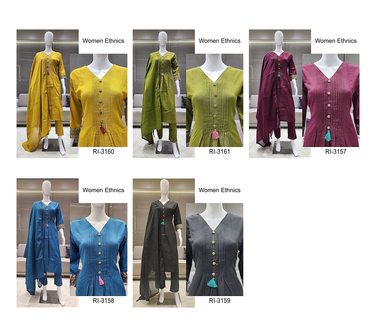 V Neck 02 Women Ethnics Soft Cotton Readymade Pant Style Suits Exporte ...