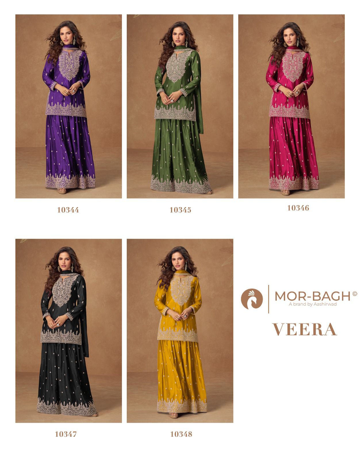 Veera Aashirwad Creation Mor Bagh Chinon Silk Readymade Plazzo Style ...