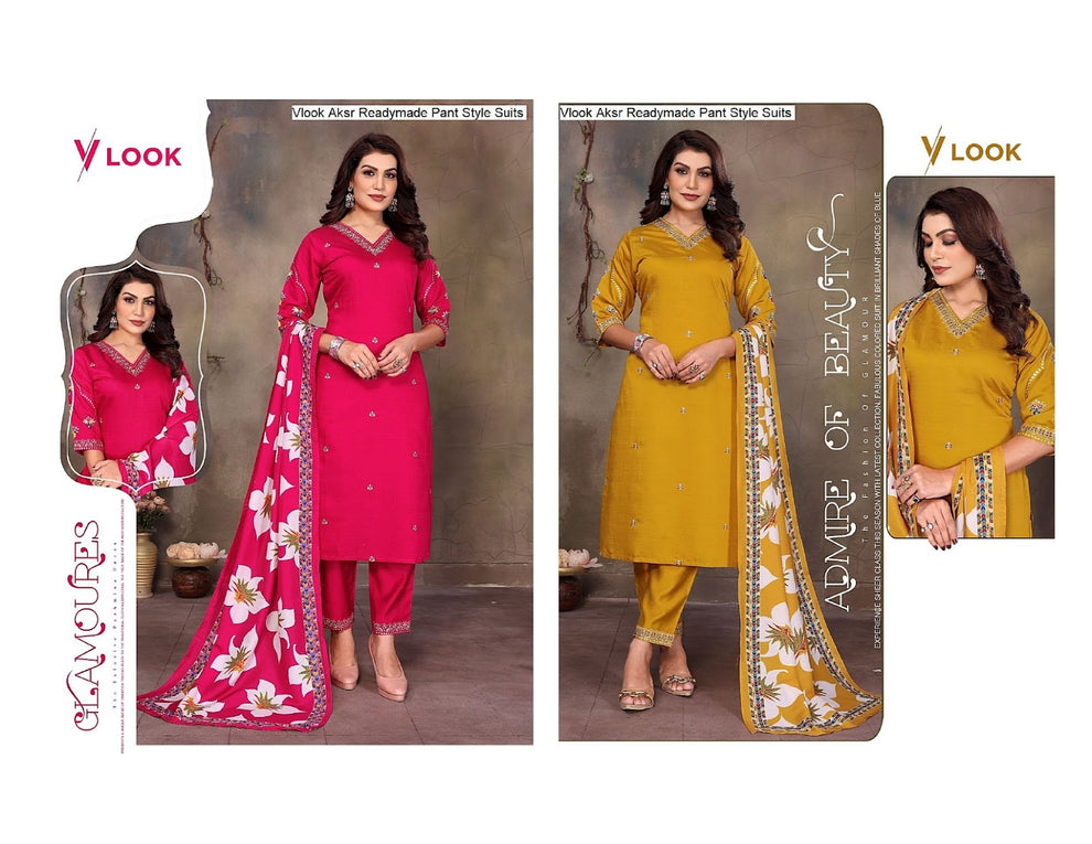 Vlook Aksr Vertican Readymade Pant Style Suits Wholesale Price – Kavya ...