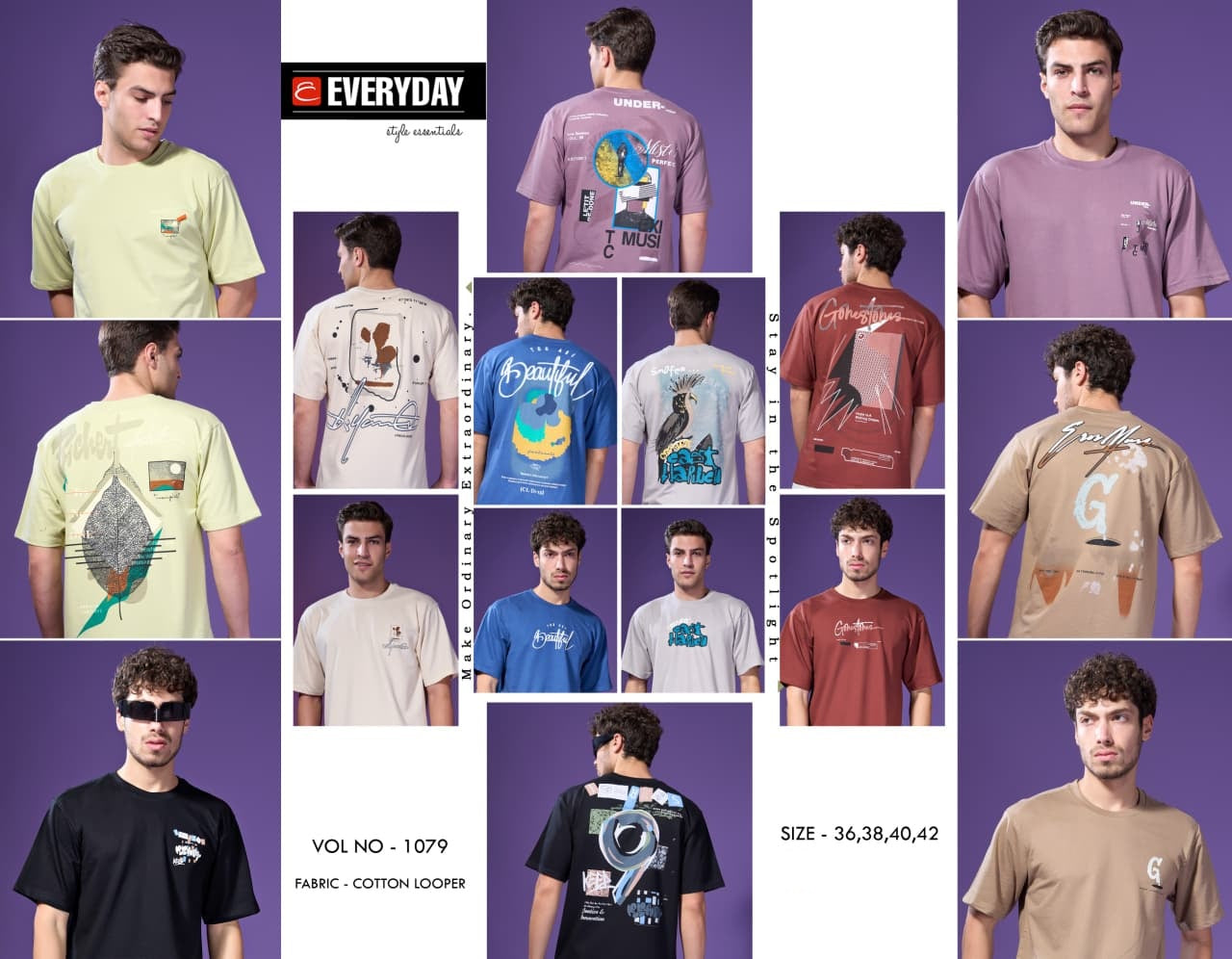 Vol 1079 Everyday Cotton Looper Mens Tshirts Exporter – Kavya Style Plus