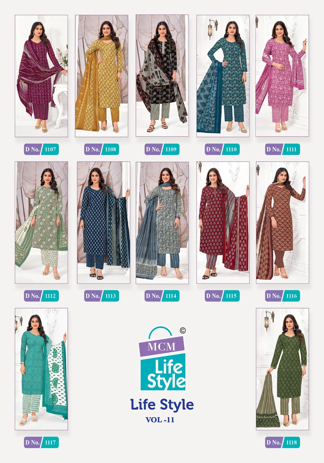 Vol 11 Mcm Lifestyle Readymade Cotton Pant Suits Wholesaler – Kavya ...