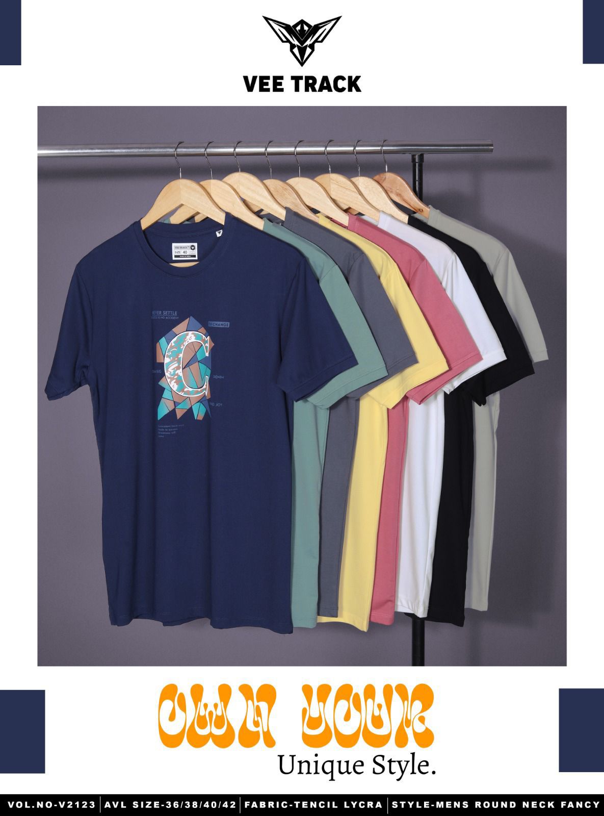 Vol 2123 Vee Track Tencil Lycra Mens Tshirts Wholesaler India – Kavya ...