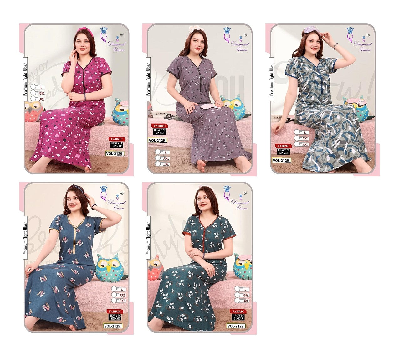 Vol 2129 Diamond Queen Sinker Night Gowns Manufacturer – Kavya Style Plus