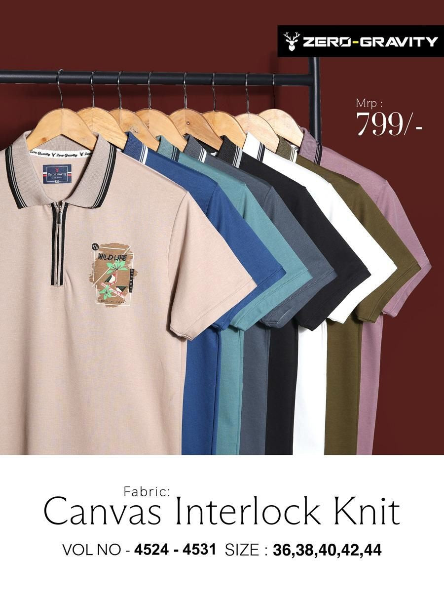 Vol 4524-4531 Zero Gravity Canvas Interlock Mens Tshirts Exporter Guja ...