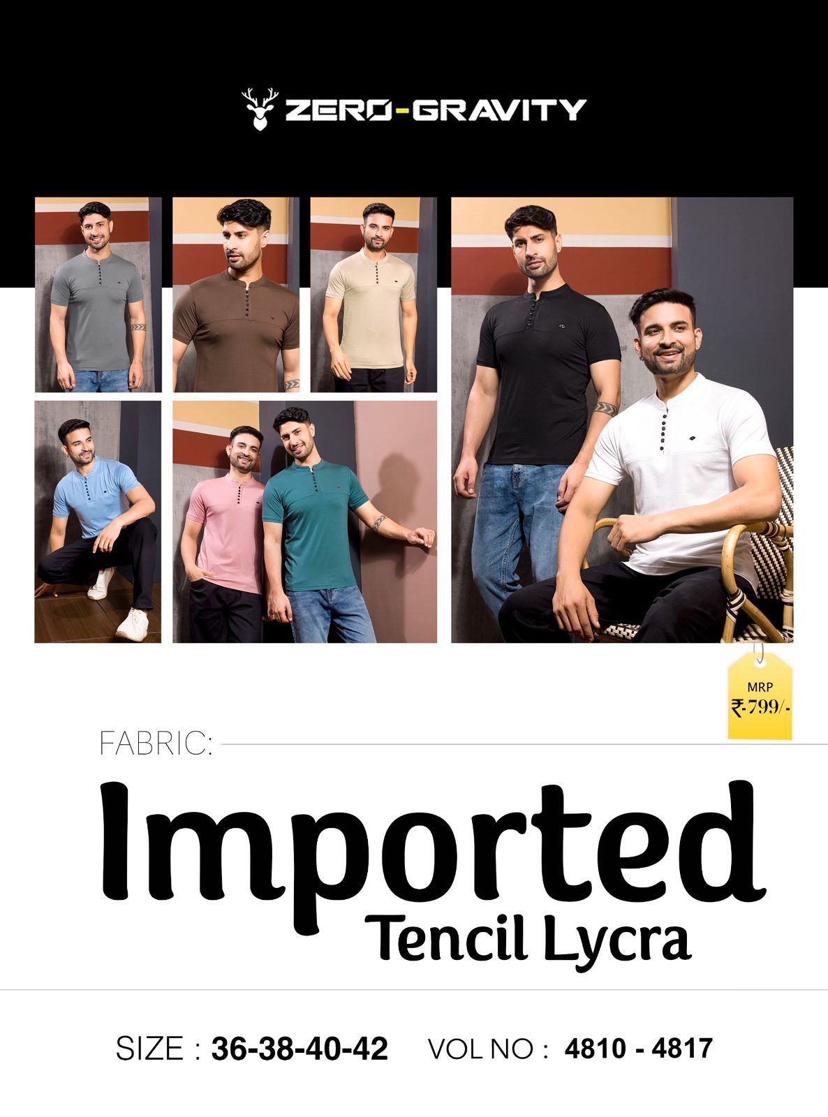 Vol 4810 To 4817 Zero Gravity Tencil Lycra Mens Tshirts Wholesale ...