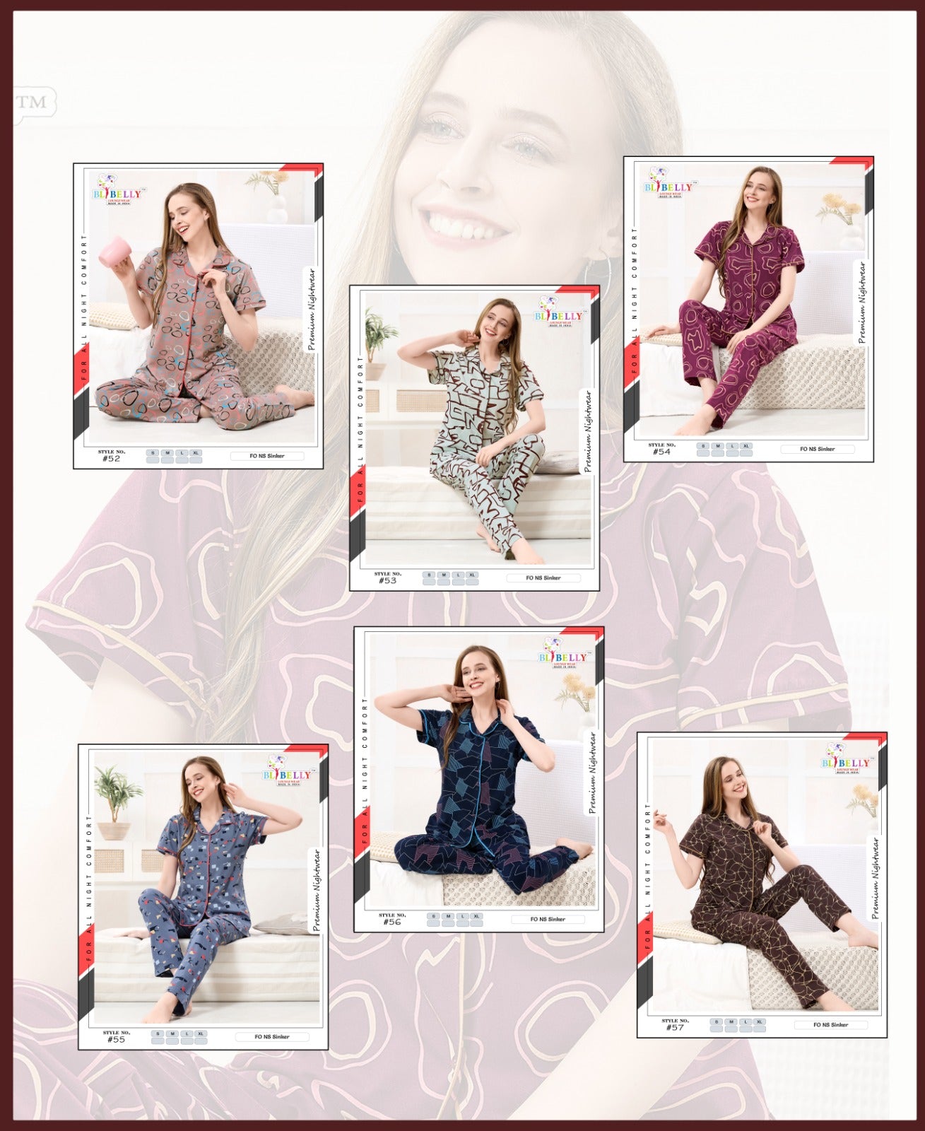 Vol 705 Belly Sinker Collar Night Suits Exporter India – Kavya Style Plus