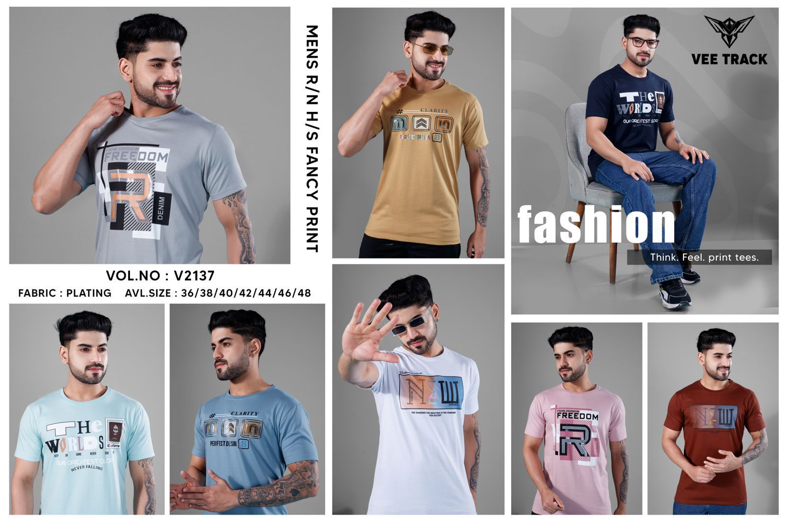 Vol V2137 Vee Track Mens Tshirts Supplier – Kavya Style Plus