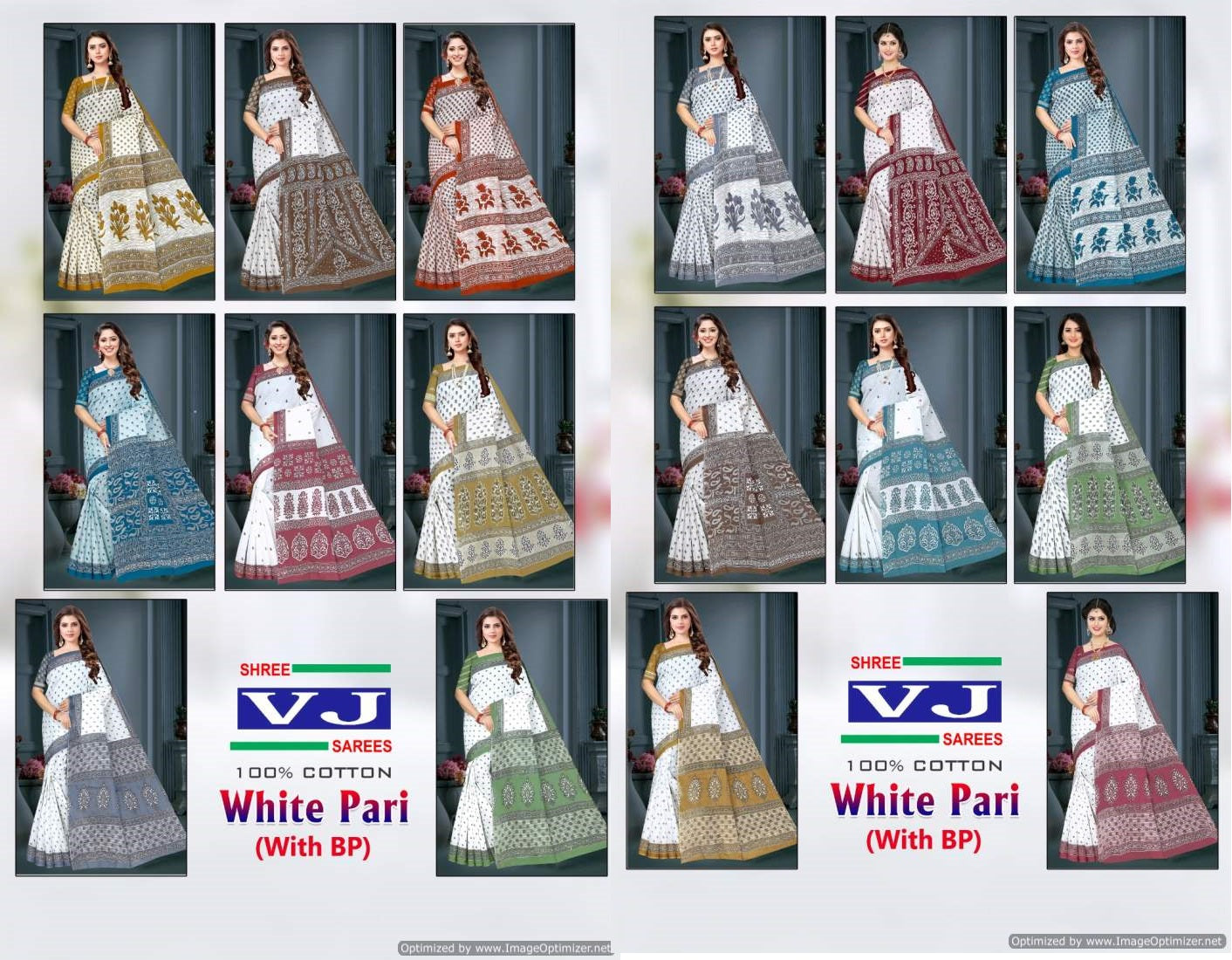 White Pari Shree Vj Heavy Cotton Sarees – Kavya Style Plus
