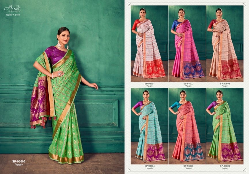 Yaalini Aura Soft Cotton Sarees – Kavya Style Plus