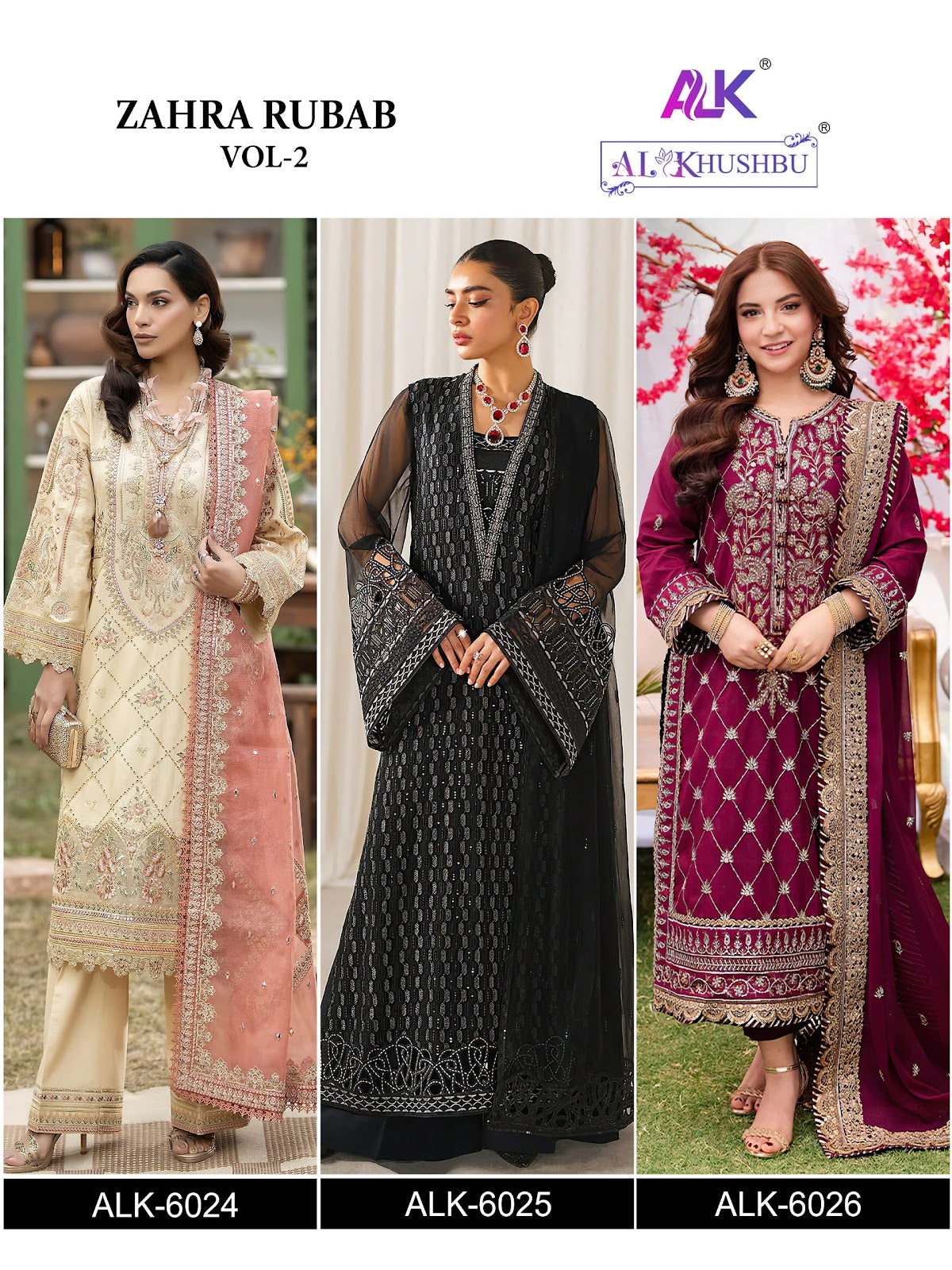 Zahra Rubab Vol 2 6024-6026 Alk Georgette Pakistani Salwar Suits Manuf ...