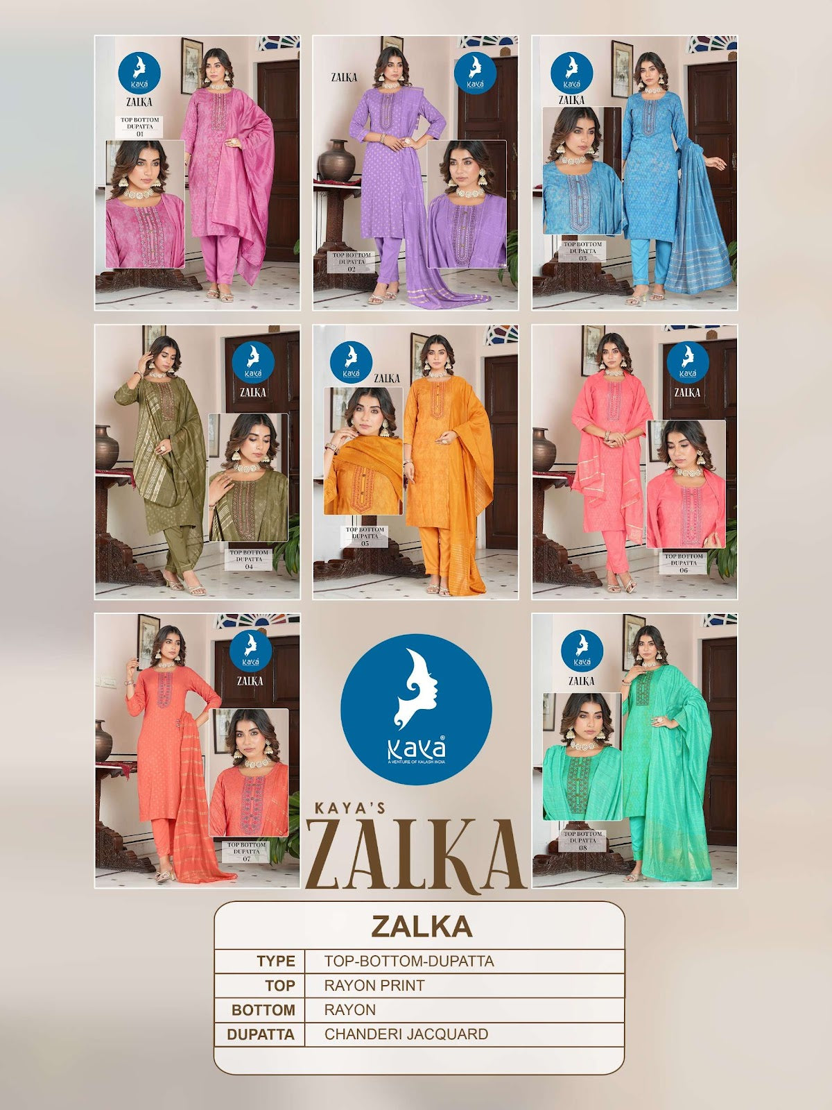 Zalka Kaya Reyon Readymade Pant Style Suits Wholesale Price – Kavya ...