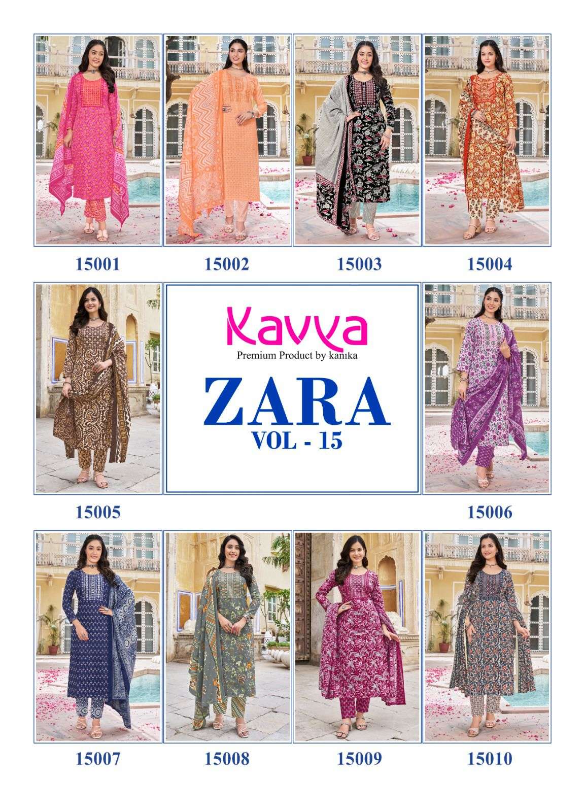 Zara Vol 15 Kavya Cambric Cotton Readymade Pant Style Suits Manufactur ...