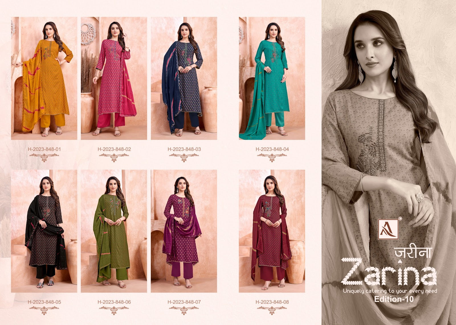 Zarina Edition 10 Alok Pure Viscose Karachi Salwar Suits Wholesale ...
