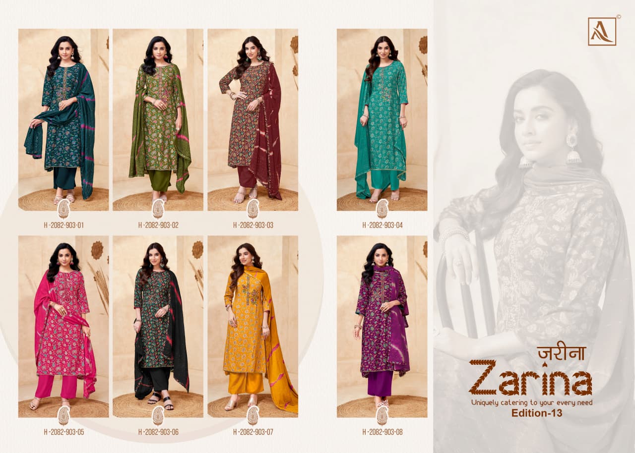 Zarina Edition 13 Alok Viscose Reyon Karachi Salwar Suits Exporter ...