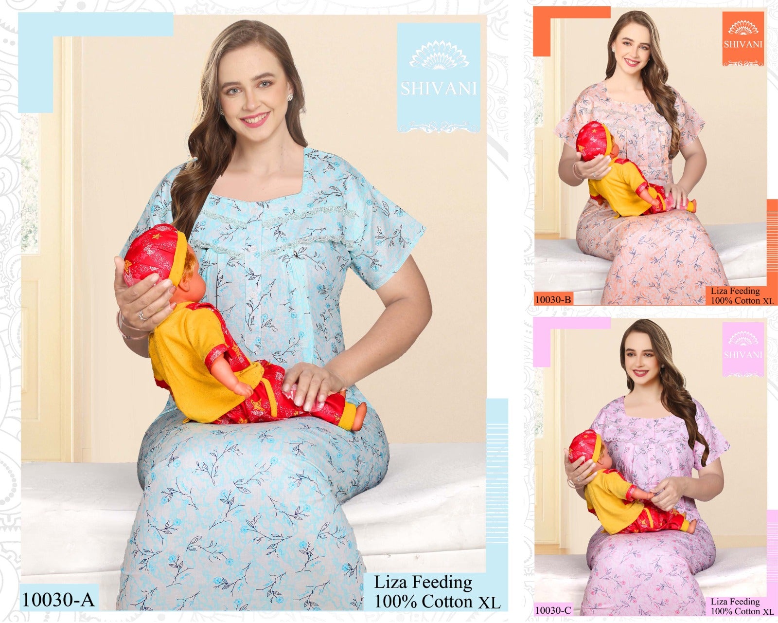 Zarina Shivani Feeding Night Gown Wholesaler Ahmedabad – Kavya Style Plus