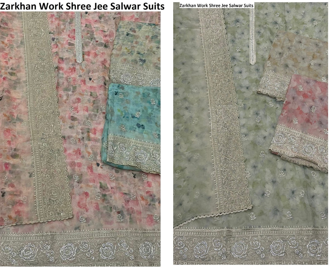Zarkhan Work Shree Jee Organza Salwar Suits Manufacturer – Kavya Style Plus