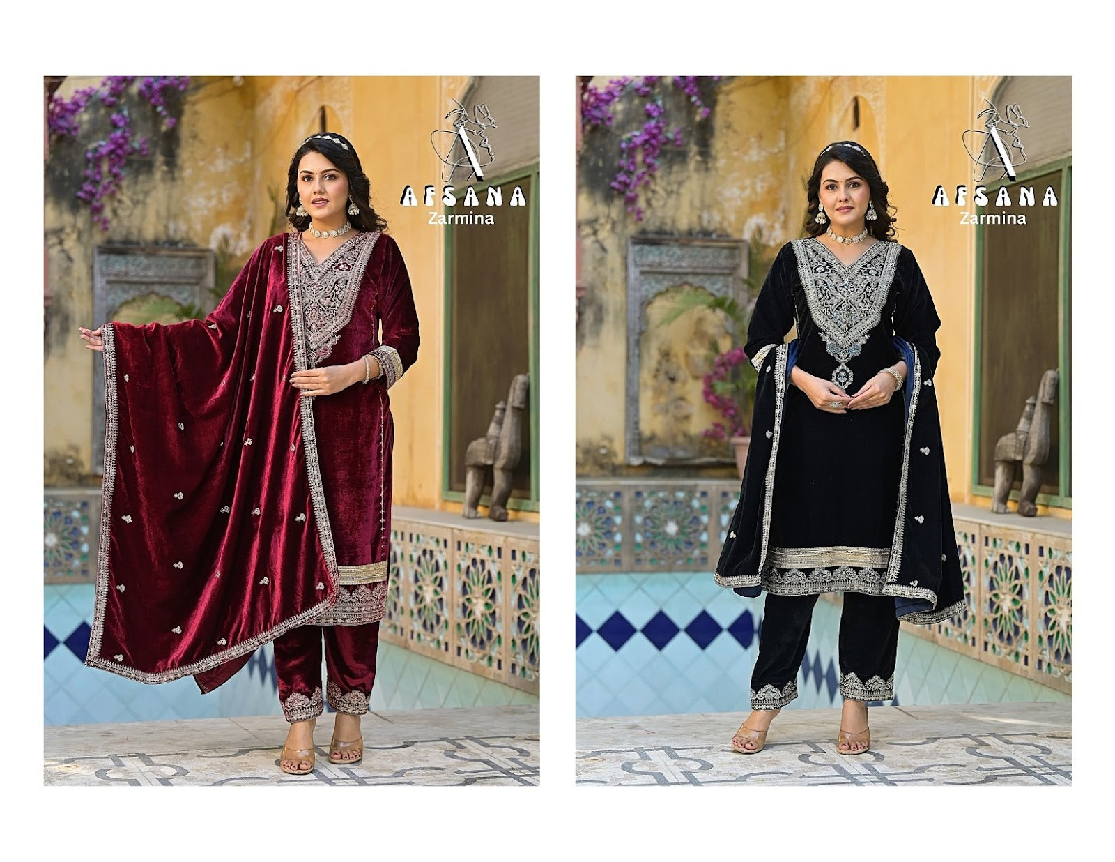 Zarmina Afsana Readymade Velvet Suits Supplier India – Kavya Style Plus