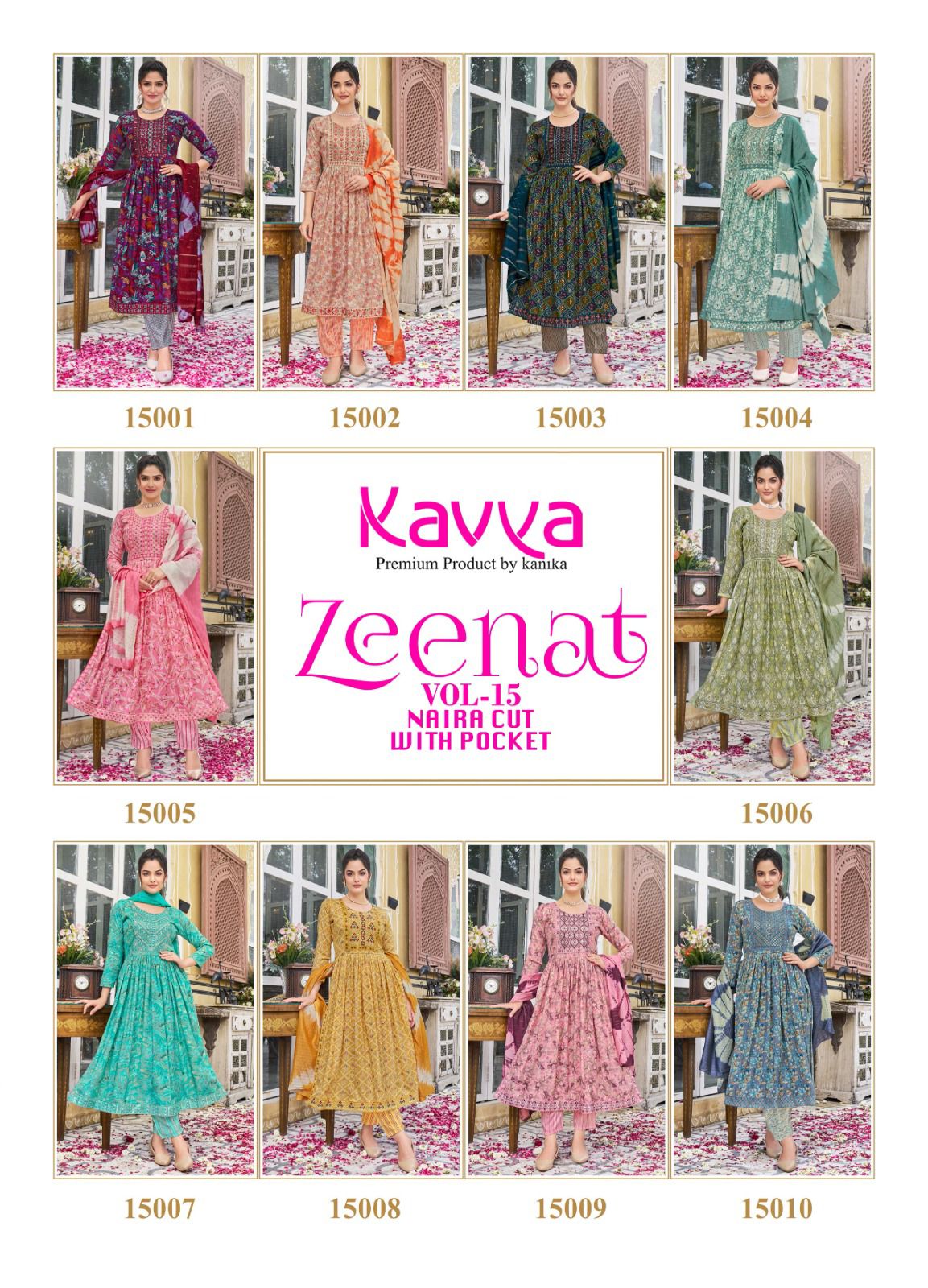 Zeenat Vol 15 Kavya Cambric Cotton Readymade Pant Style Suits Supplier – Kavya Style Plus