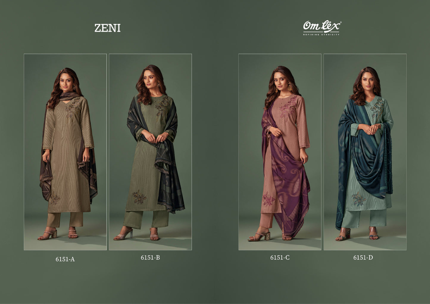 Zeni Omtex Kashmere Lining Plazzo Style Suits Exporter India – Kavya ...