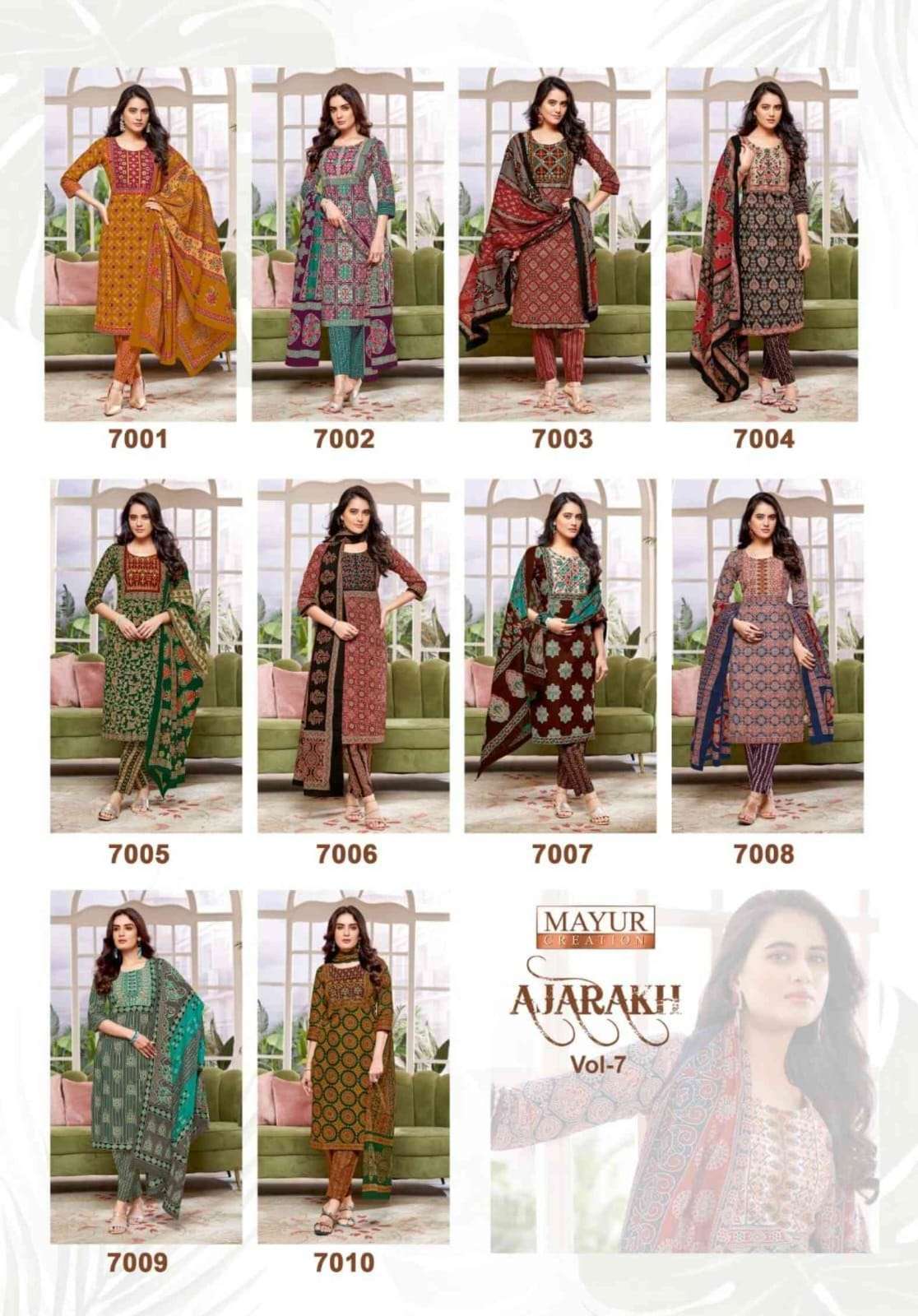 Ajarakh Vol 7 Mayur Creation Readymade Cotton Pant Suits Wholesaler Ah ...
