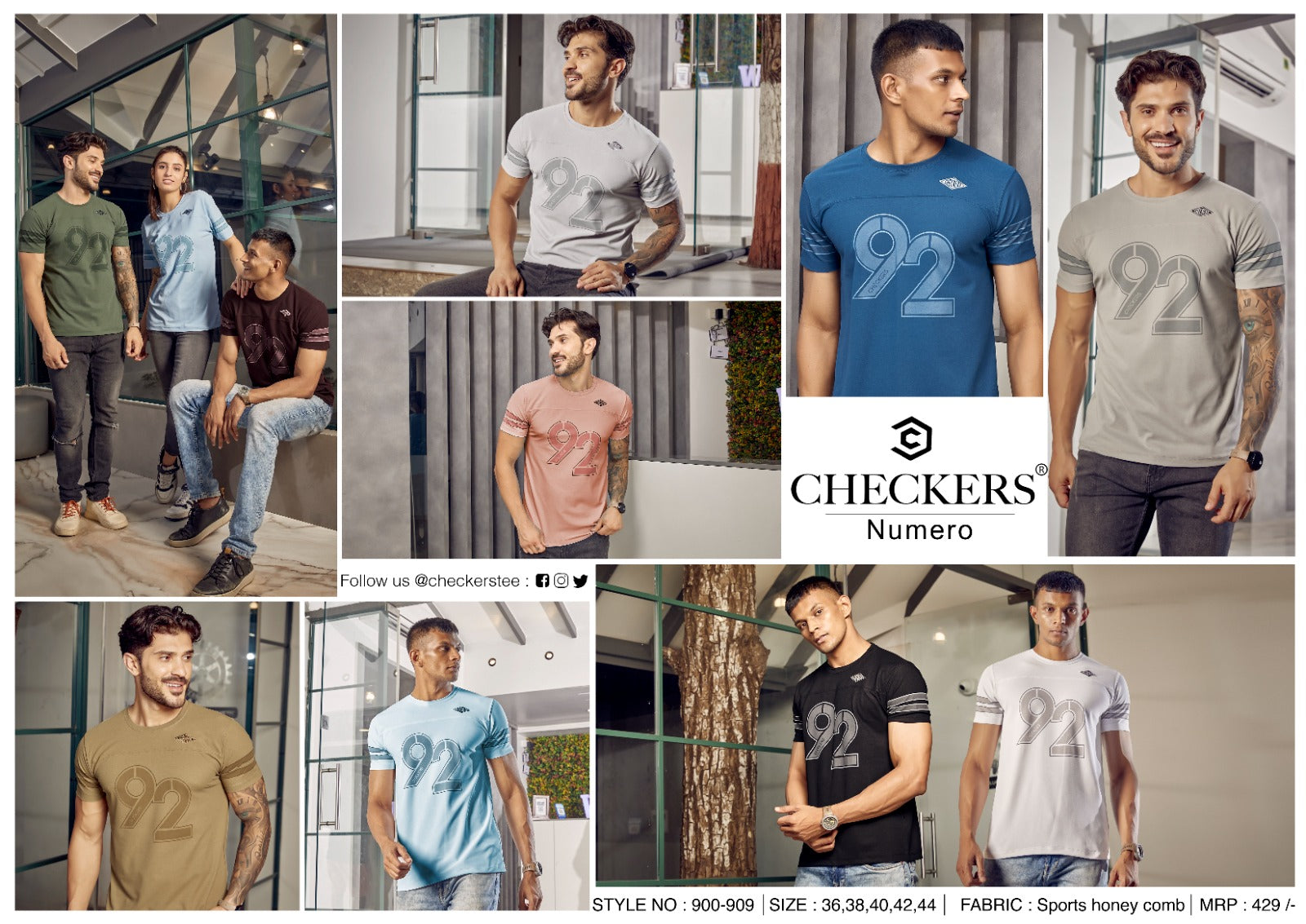 900-909 Checkers Honey Comb Mens Tshirts – Kavya Style Plus