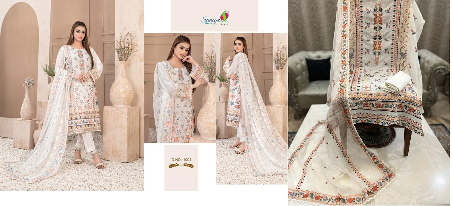 1001-1004-Baroque Vol 1 Saniya Trendz Cotton Pakistani Salwar Suits ...