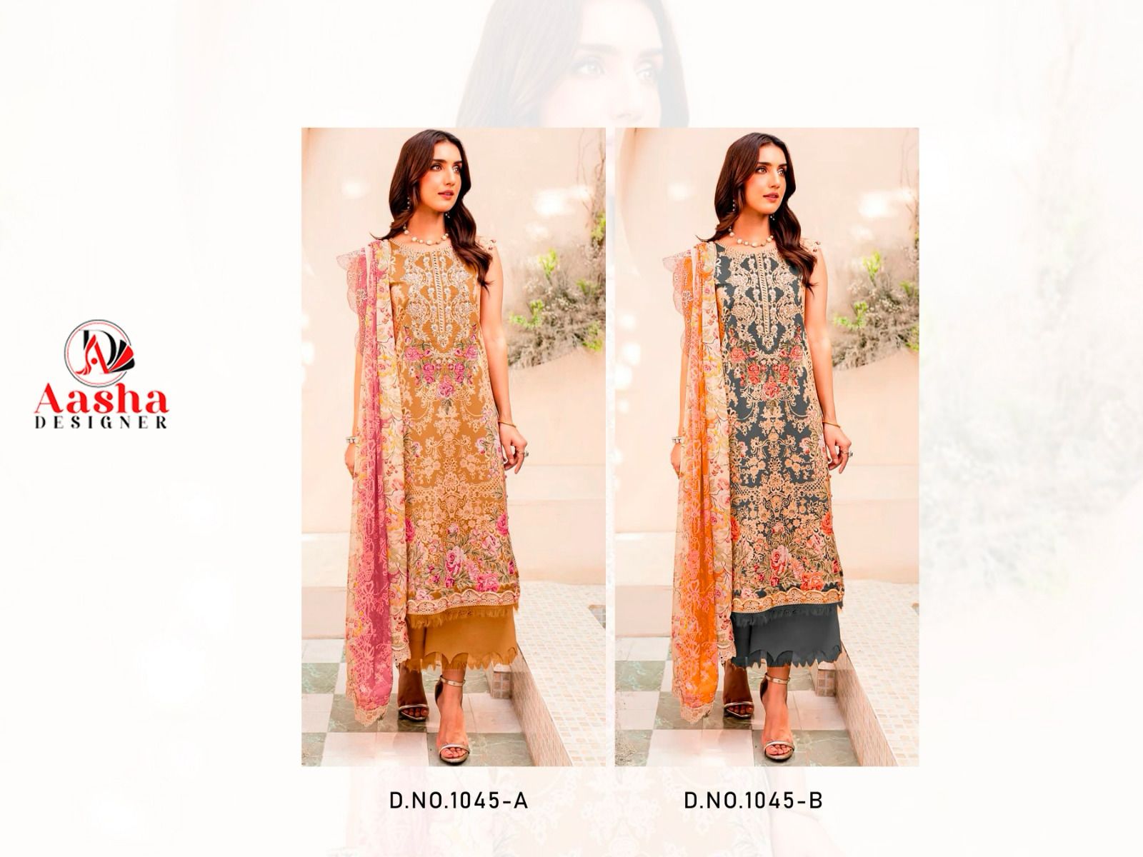 1045 Lawn Collection Vol 2 Aasha Designer Pure Cotton Pakistani Patch ...