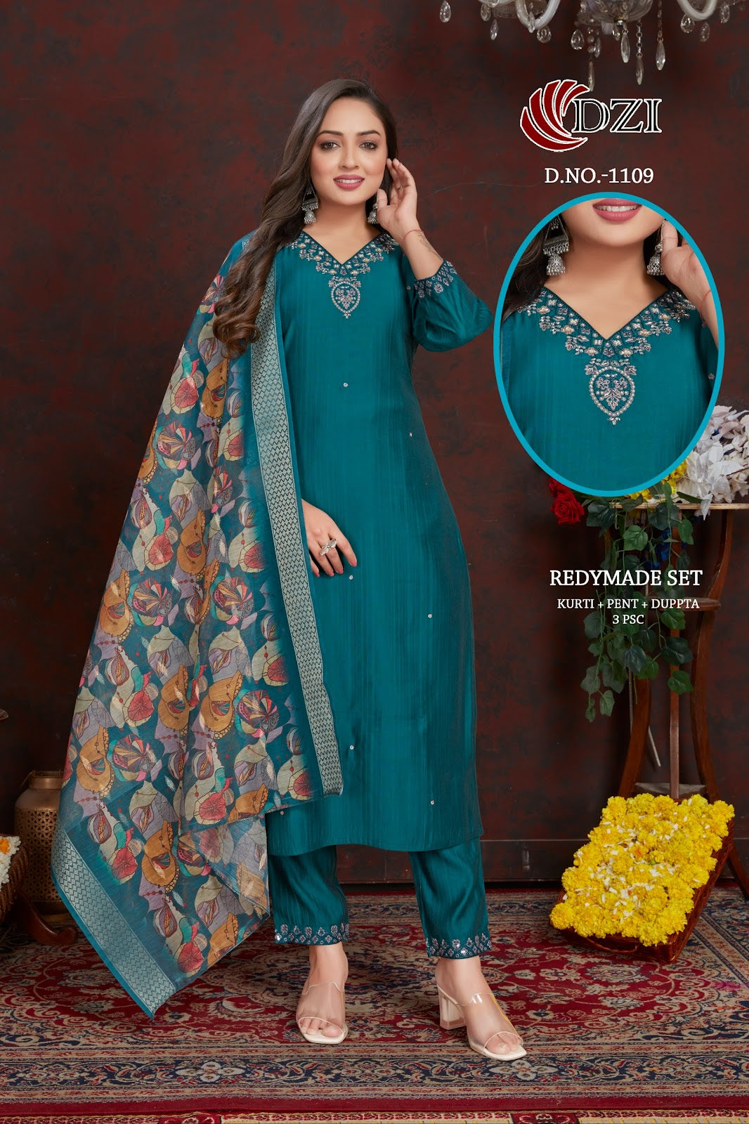 1109 Dzi Roman Silk Readymade Pant Style Suits – Kavya Style Plus