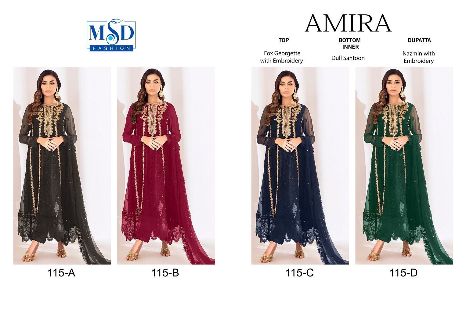 115-Amira Msd Fashion Fox Georgette Pakistani Salwar Suits – Kavya ...