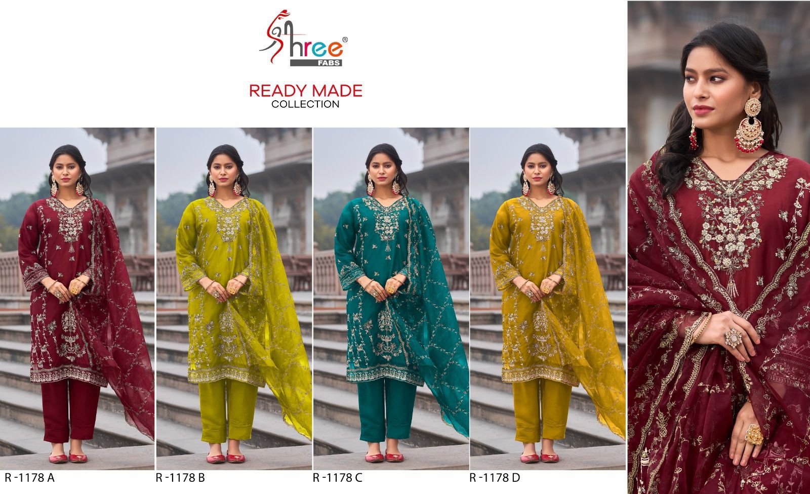 1178 Shree Fabs Organza Pakistani Readymade Suits – Kavya Style Plus