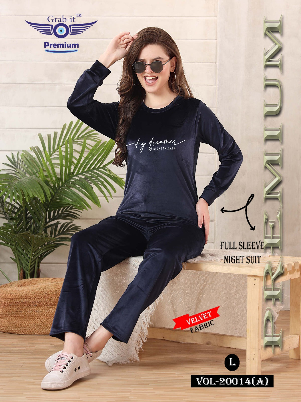 20014-A Grab It Velvet Full Sleeve Night Suits – Kavya Style Plus