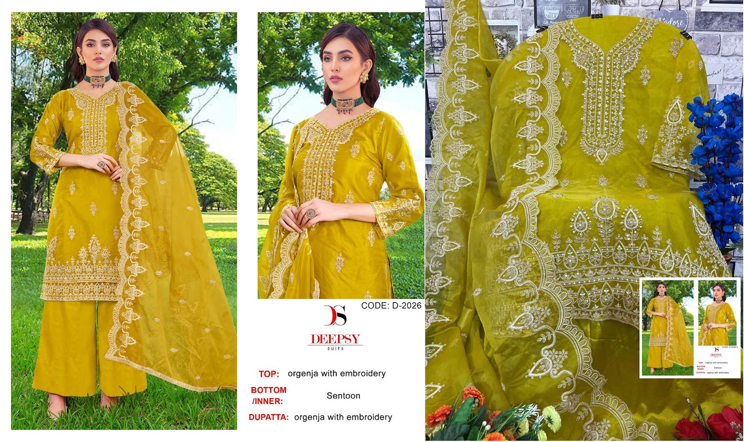 2026 Deepsy Organza Pakistani Salwar Suits – Kavya Style Plus