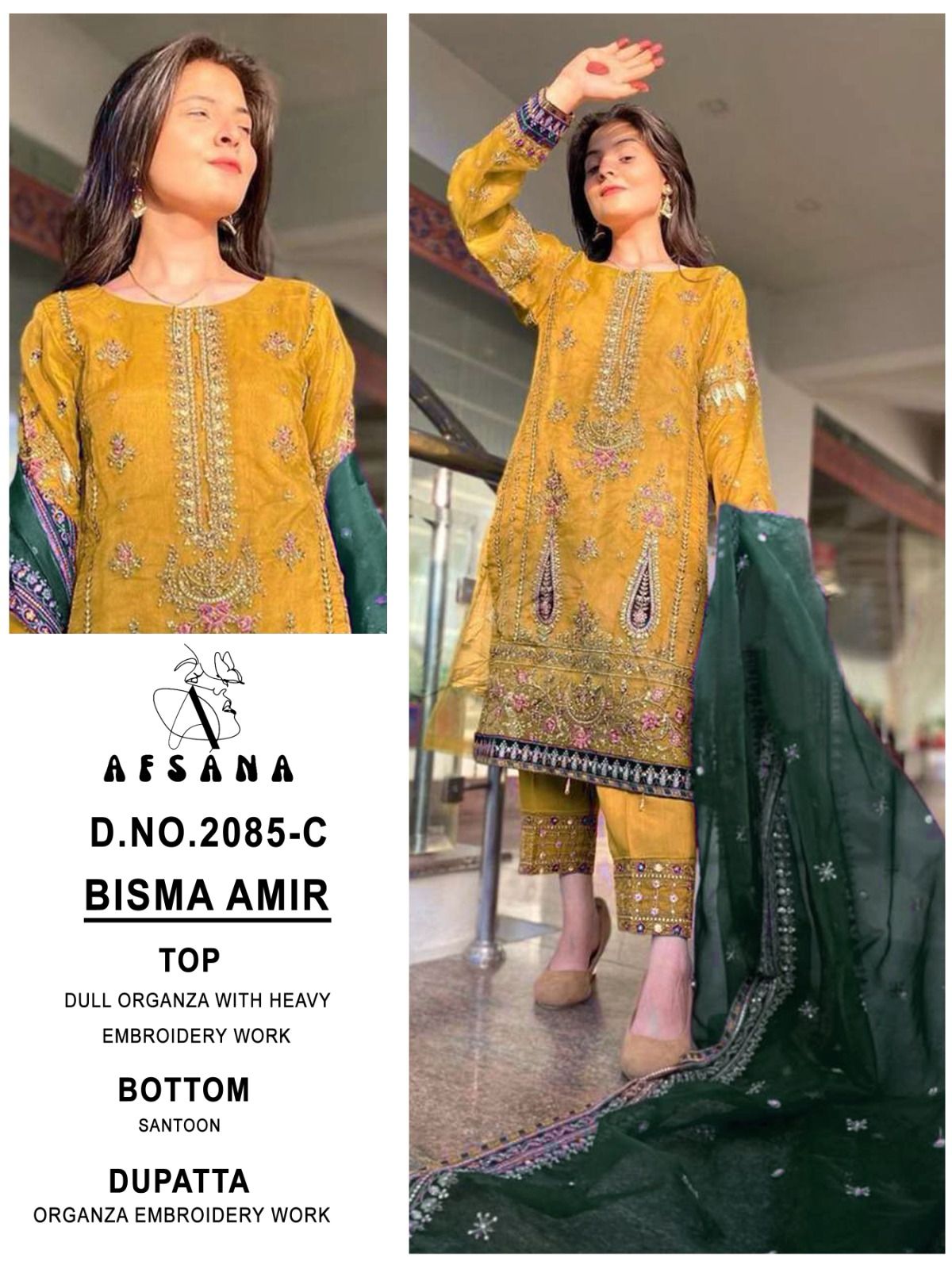 2085-Bisma Amir Afsana Organza Pakistani Readymade Suits – Kavya Style Plus
