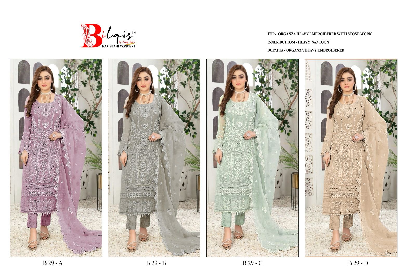 29 Bilqis Organza Pakistani Salwar Suits – Kavya Style Plus