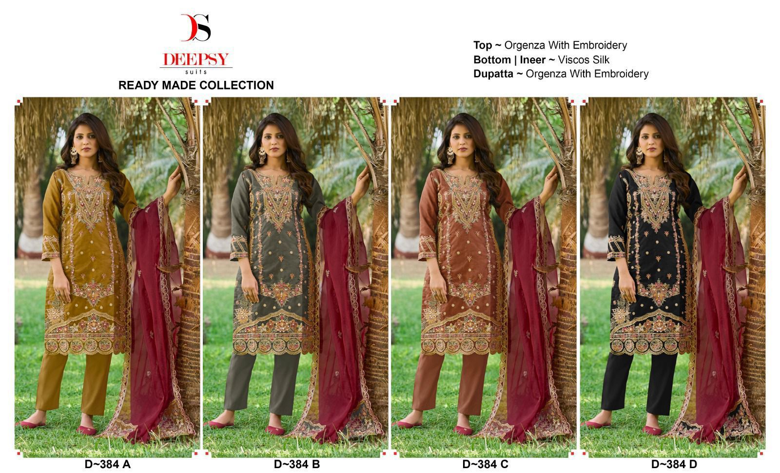 384 Deepsy Organza Pakistani Readymade Suits – Kavya Style Plus