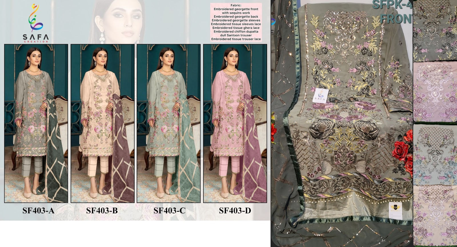 403 Colors Safa Creation Georgette Pakistani Salwar Suits – Kavya Style ...