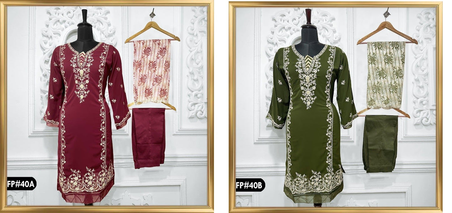 40 Farwah Georgette Pakistani Readymade Suits – Kavya Style Plus