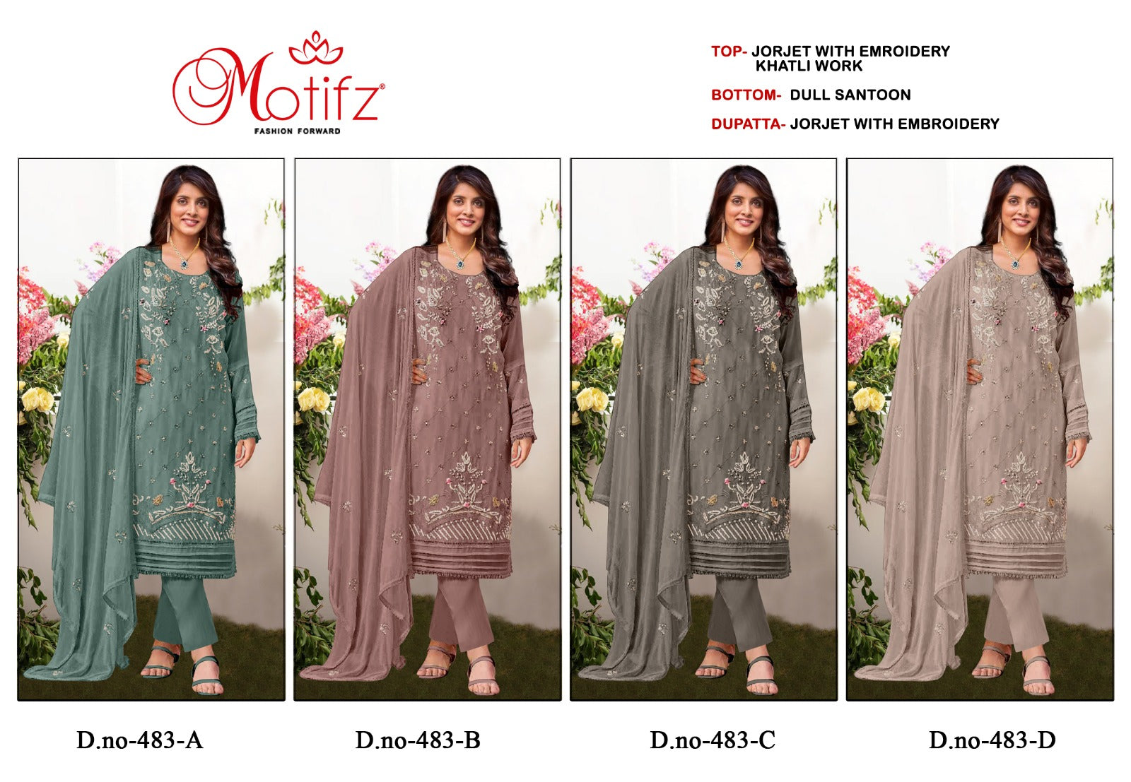483 Motifz Georgette Pakistani Salwar Suits – Kavya Style Plus