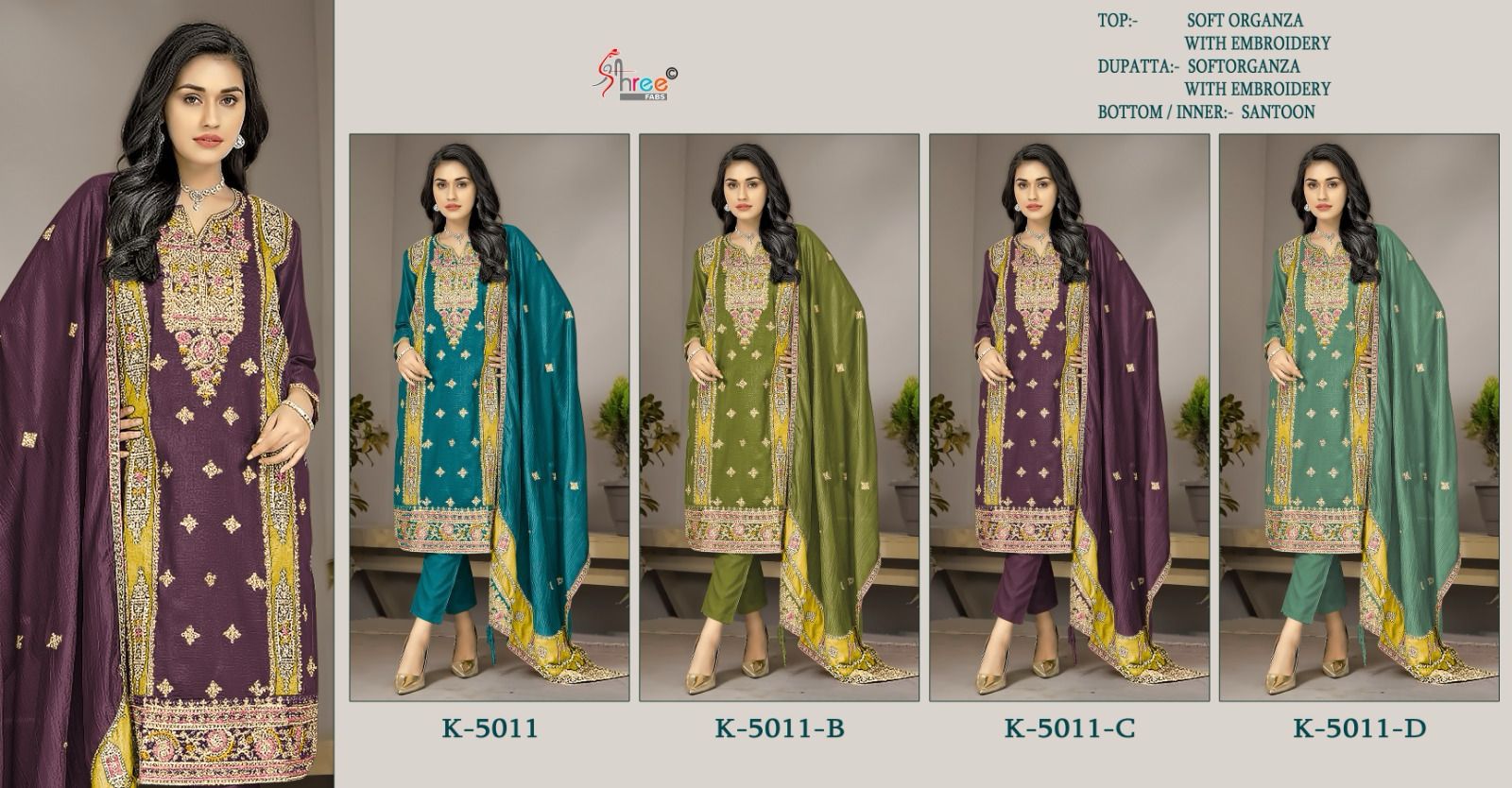 5011 Shree Fabs Organza Silk Pakistani Salwar Suits – Kavya Style Plus