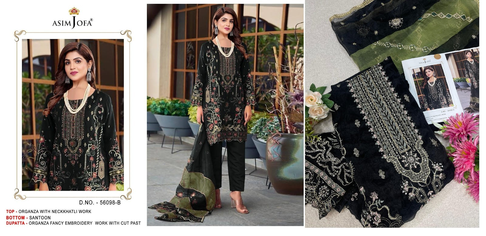 56098-Ab Asim Jofa Organza Pakistani Salwar Suits – Kavya Style Plus