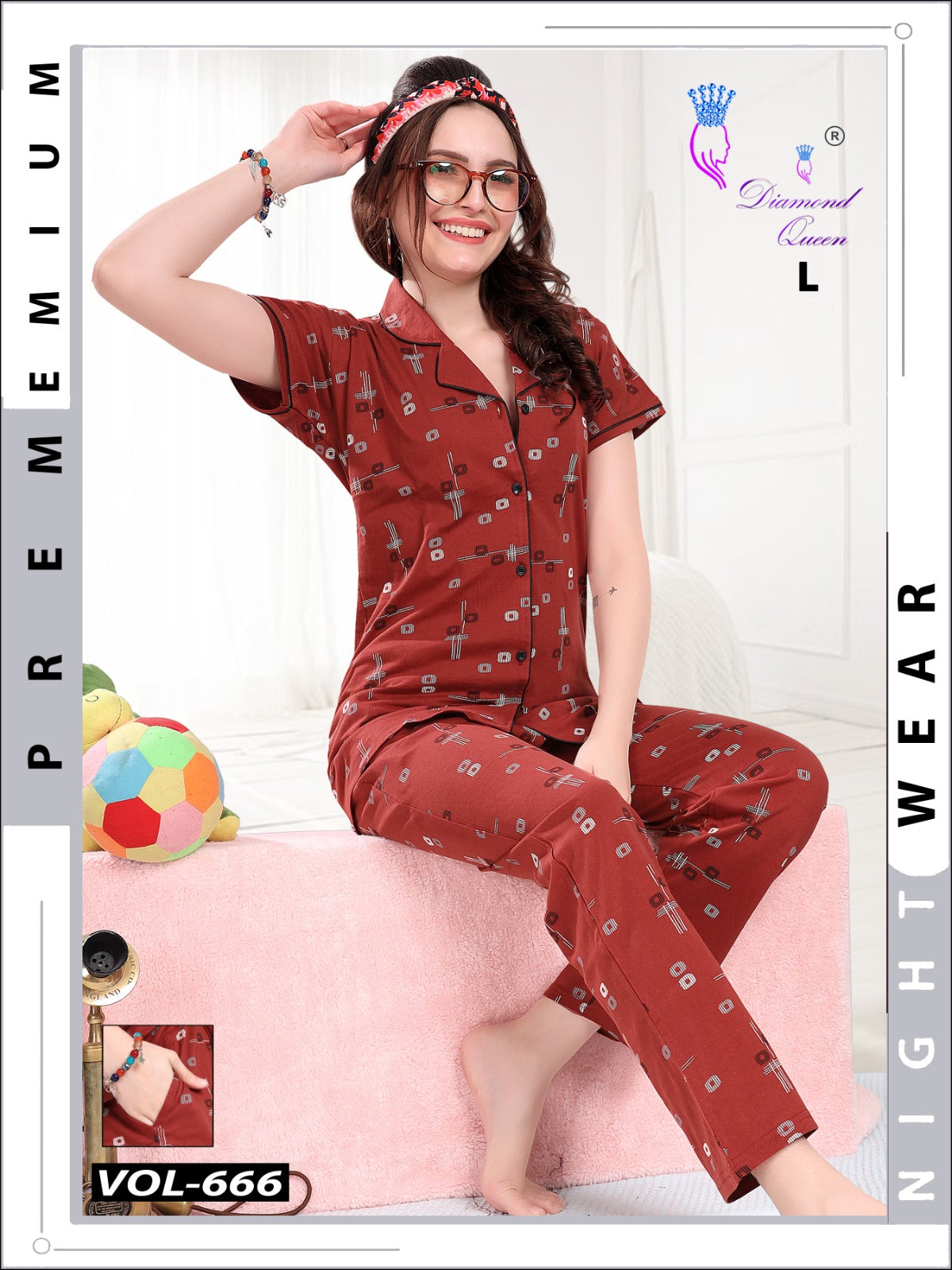 666 Diamond Queen Sinker Collar Night Suits – Kavya Style Plus