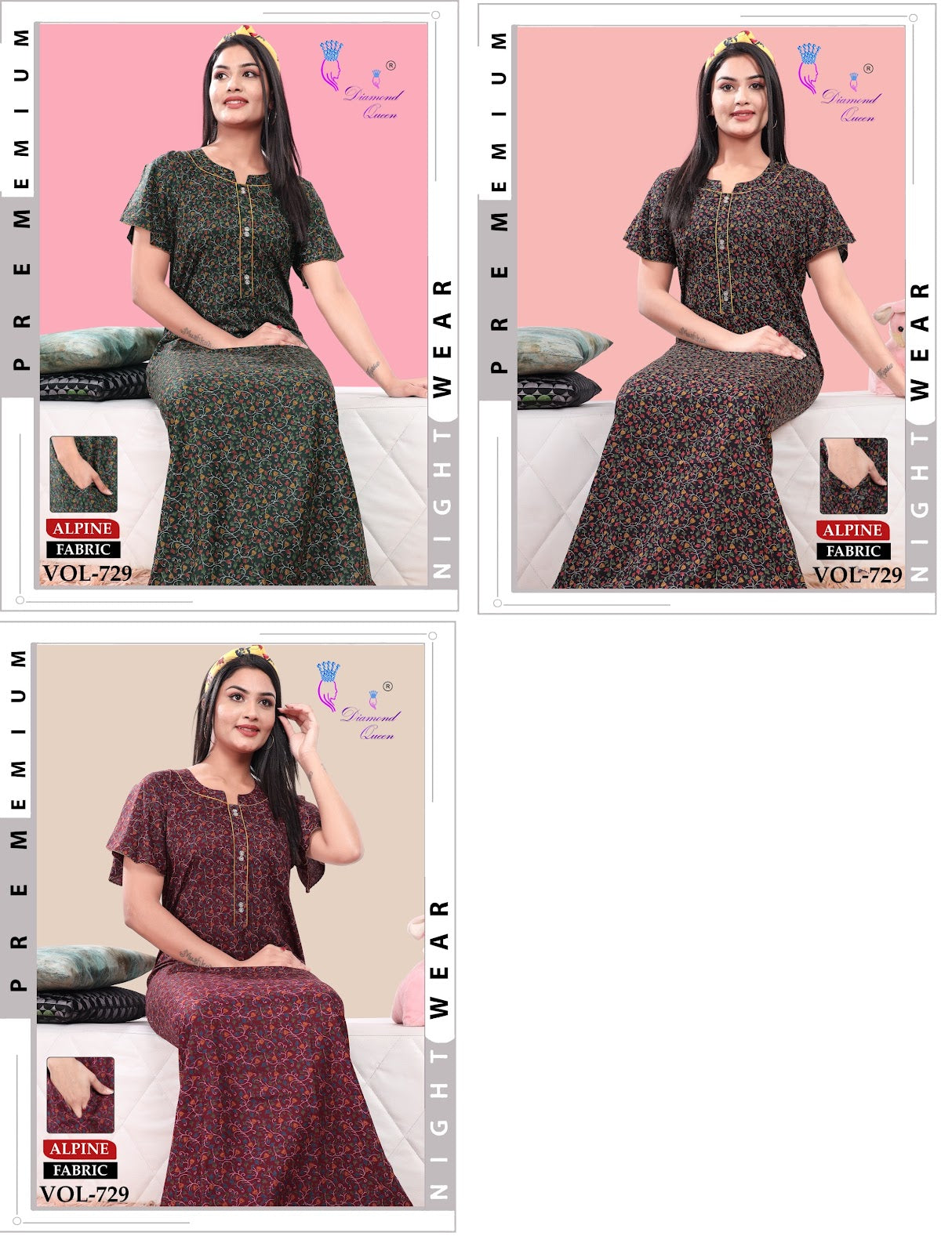 729 Diamond Queen Alpine Night Gowns – Kavya Style Plus