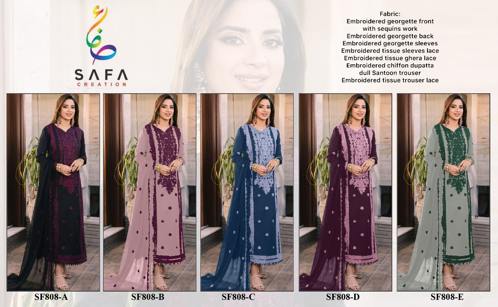 808-Abcde Safa Creation Georgette Pakistani Salwar Suits – Kavya Style Plus