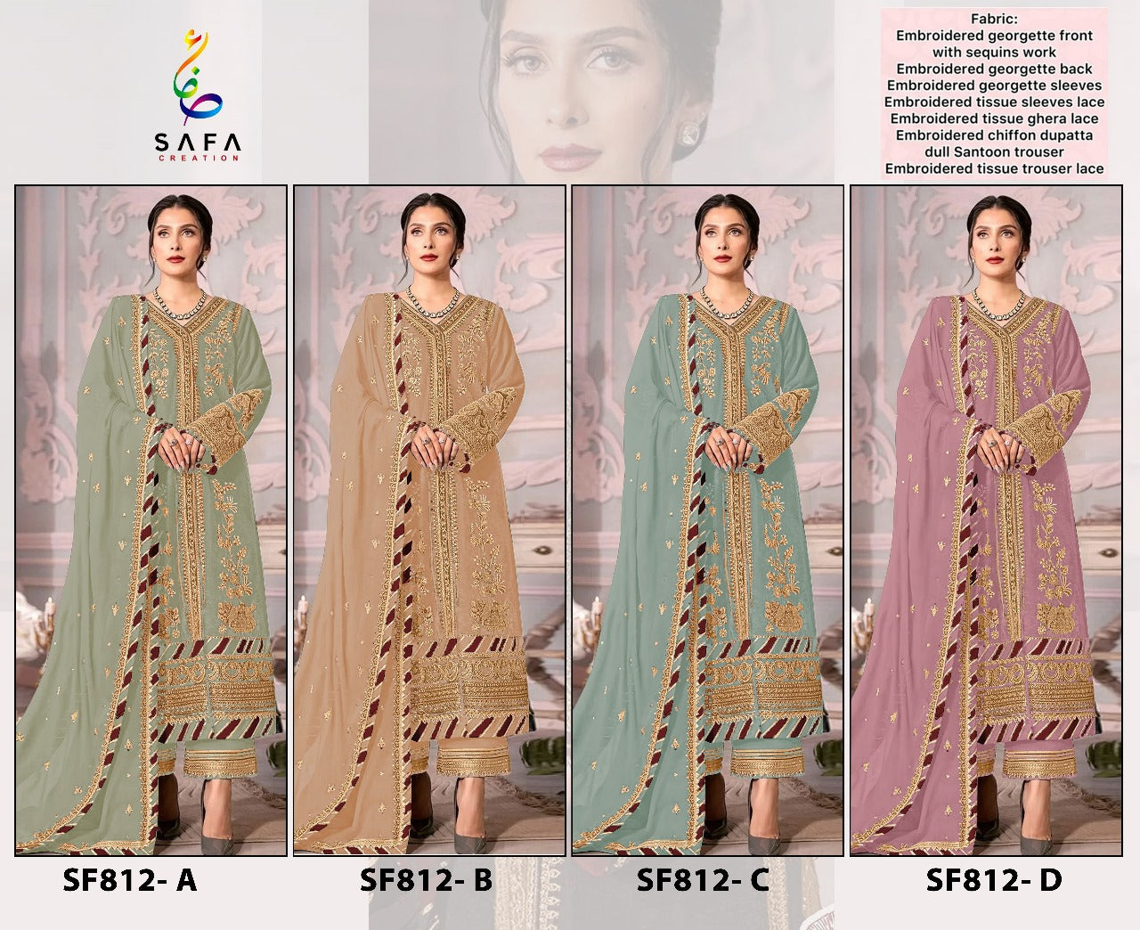 812 Safa Creation Georgette Pakistani Salwar Suits – Kavya Style Plus