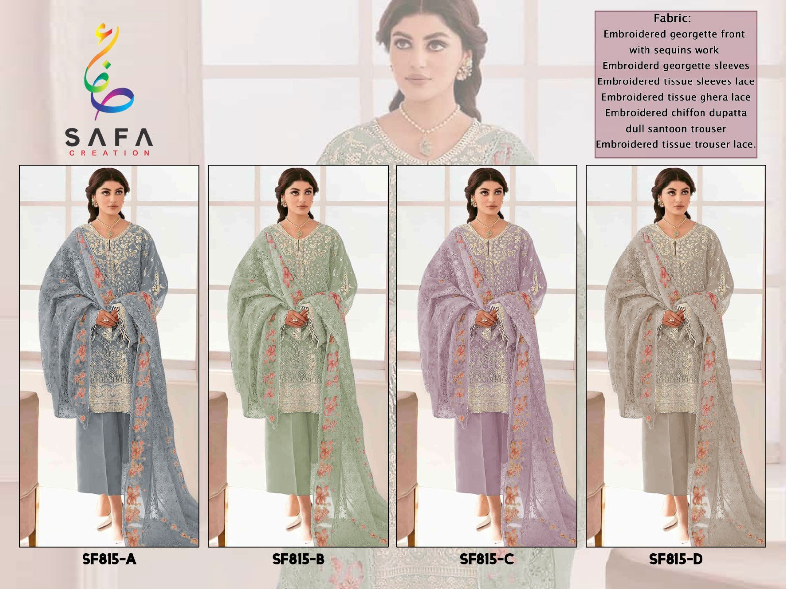 815 Safa Creation Georgette Pakistani Salwar Suits – Kavya Style Plus