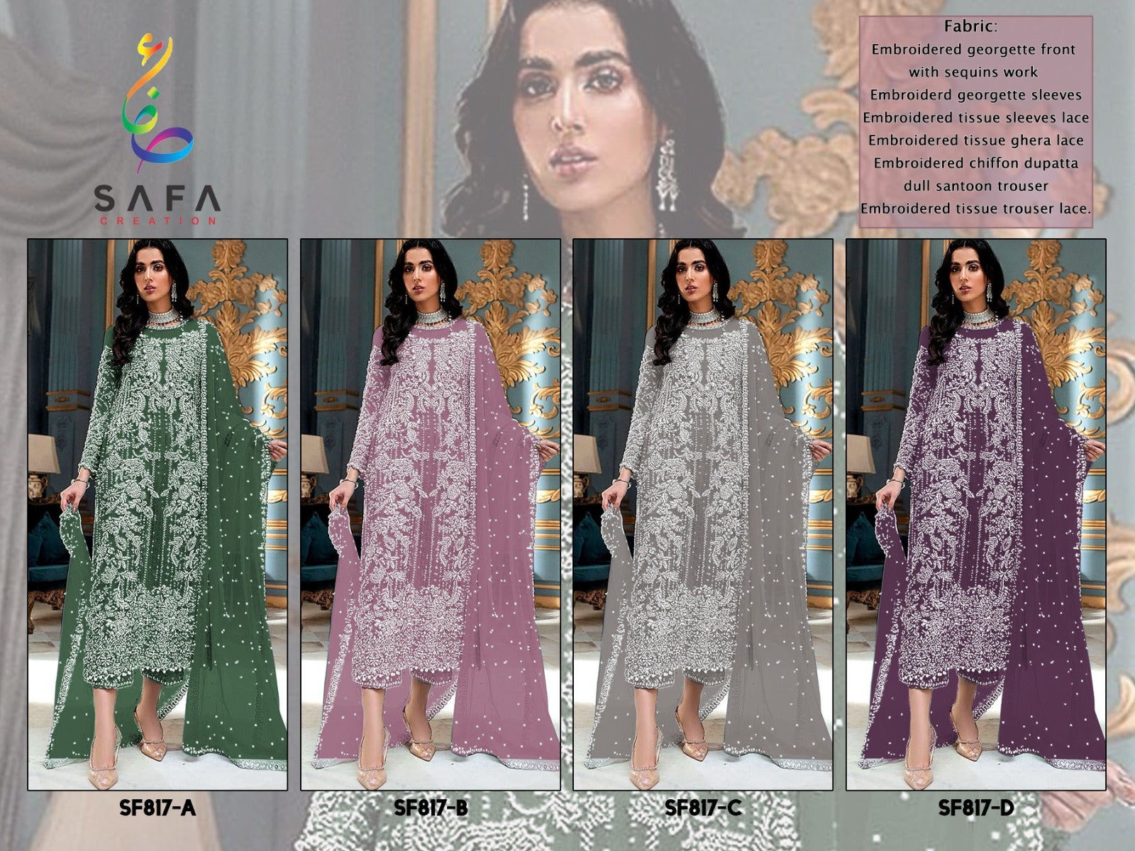 817 Safa Creation Georgette Pakistani Salwar Suits – Kavya Style Plus